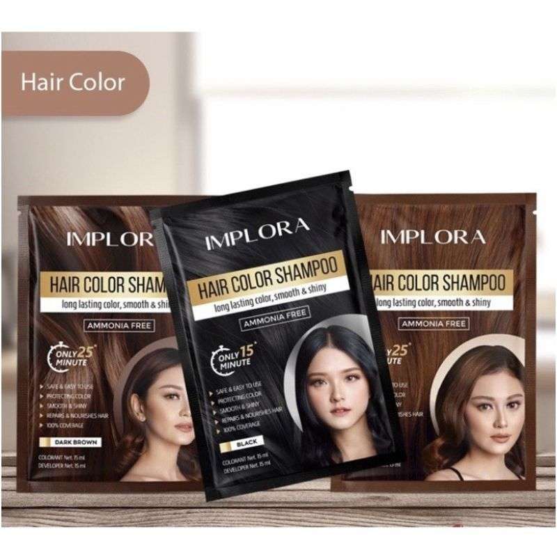 Jual [ IMPLORA ] Hair Color Shampoo Pewarna Rambut Natural Original ...