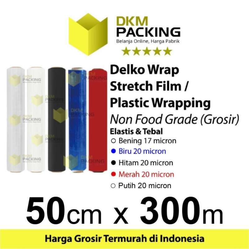 Jual Jual Stretch Film 50cm x 300m Plastik Wrapping DELKO WRAP TERMURAH ...