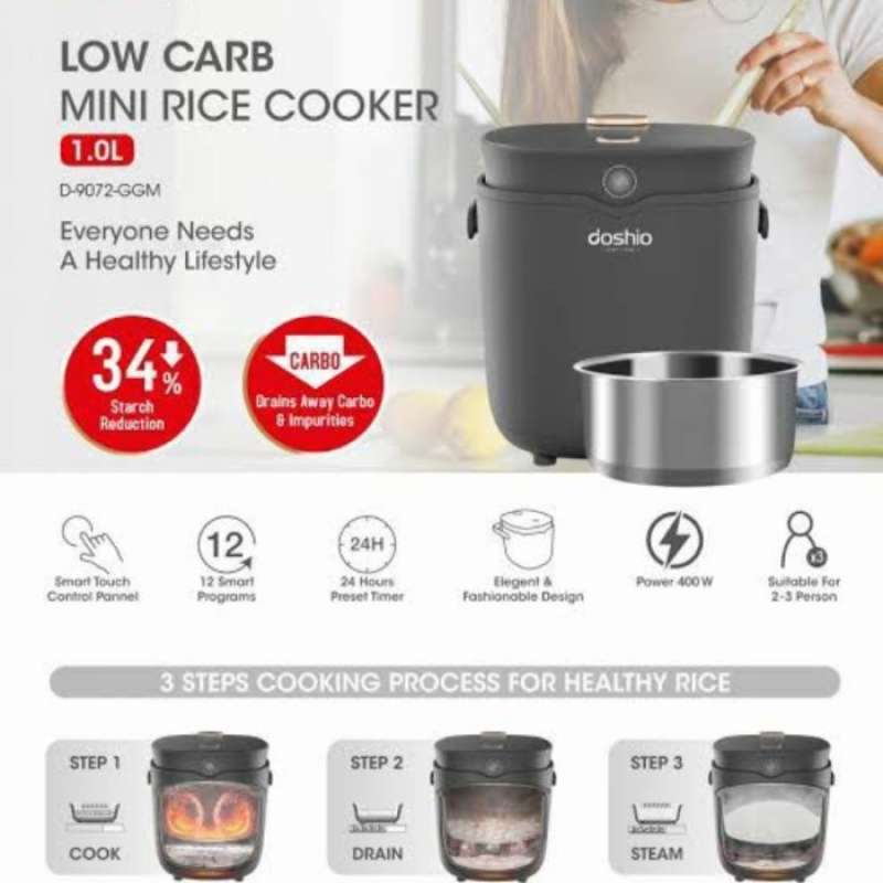 Promo Doshio Low Carb Mini Rice Cooker Diskon 27% Di Seller Mistcont ...