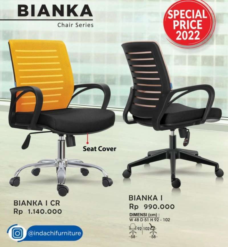 Jual kursi kantor indachi bianka kaki chrome model jaring modern di ...