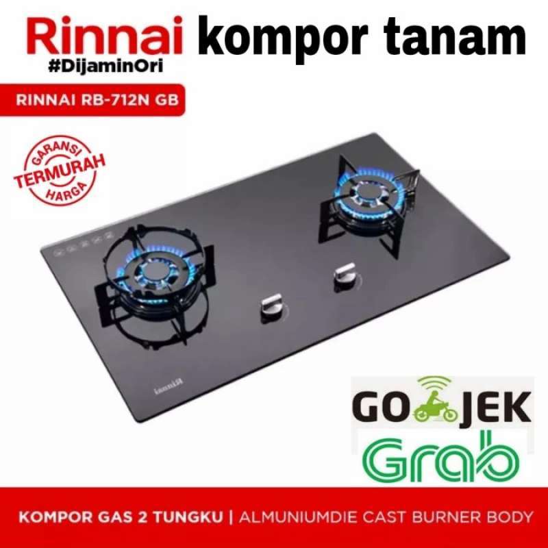 Promo RINNAI KOMPOR GAS TANAM BUILD IN HOB 2 TUNGKU RB-712N GB KACA ORIGINAL Diskon 11% di ...