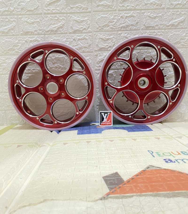 Promo Velg Cnc Vespa Model Marus - Red Candy Diskon 23% Di Seller ...