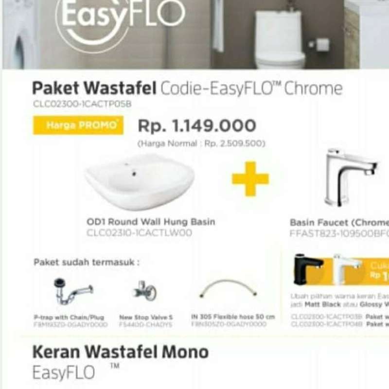 Jual Paket Wastafel American Standard Codie-EasyFLO di Seller Buana Electronic - Keagungan, Kota ...