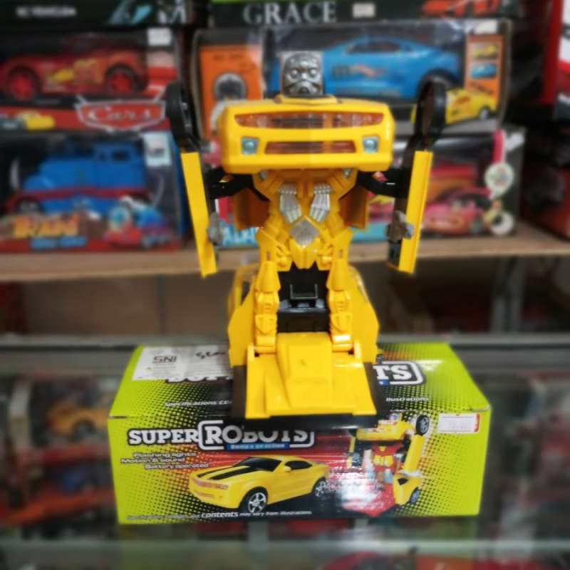Promo mobil transformer bumble bee mobil jadi robot 2 in 1 suara lampu ...