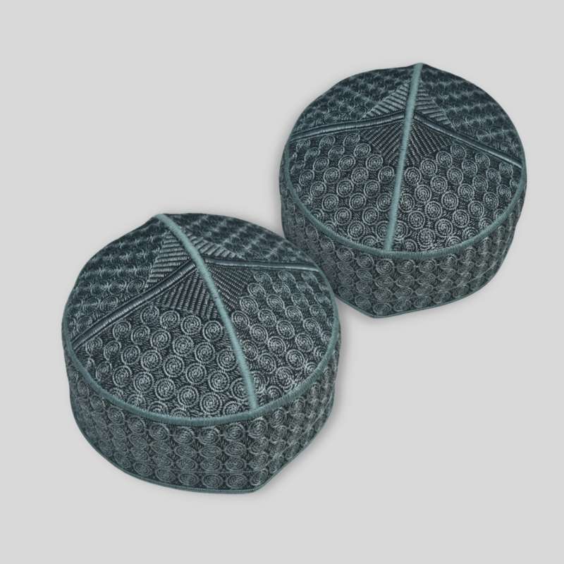 Jual kopiah peci pakistan bordir warna abu - abu motif bulat - bulat ...