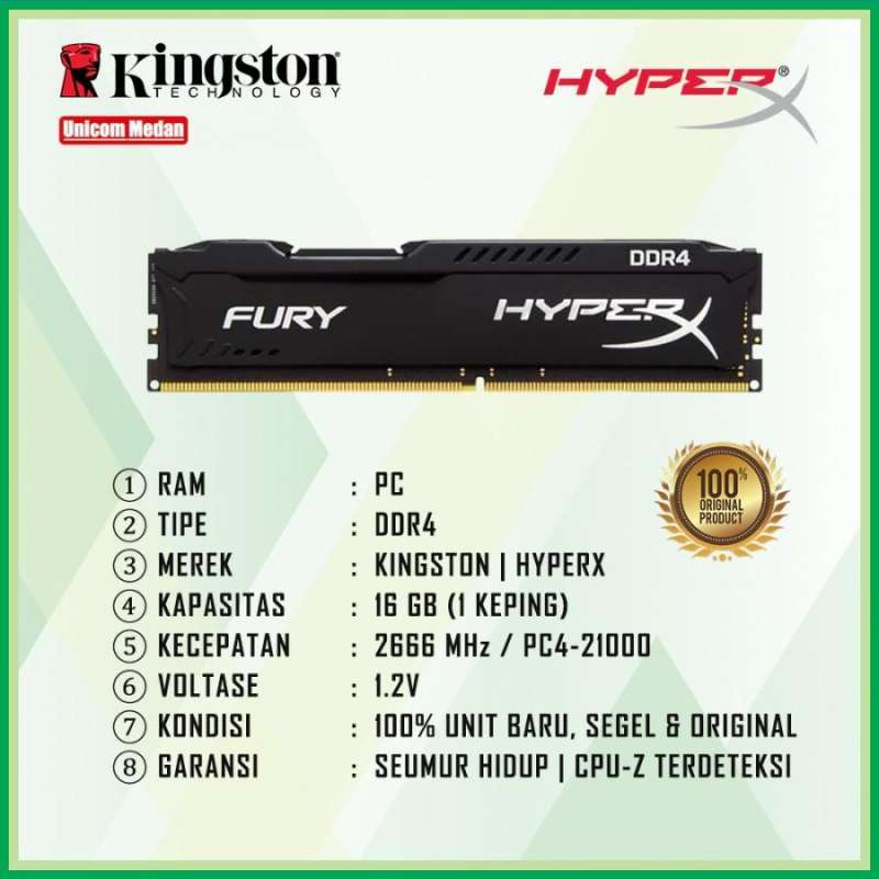 Jual RAM PC DDR4 16GB 2666MHZ PC4-21000 HYPERX KINGSTON di Seller ...