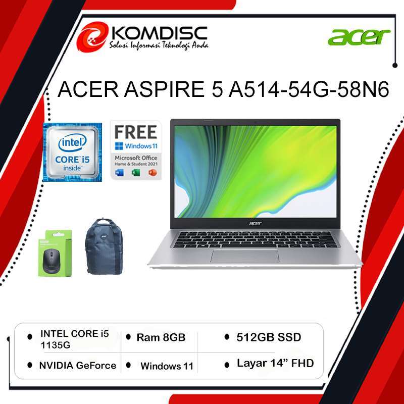Jual ACER ASPIRE 5 A514-54G-58N6 INTEL CORE i5-1135G7/8GB/512GB/14/W11/NVIDIA/SAFARI GOLD di ...