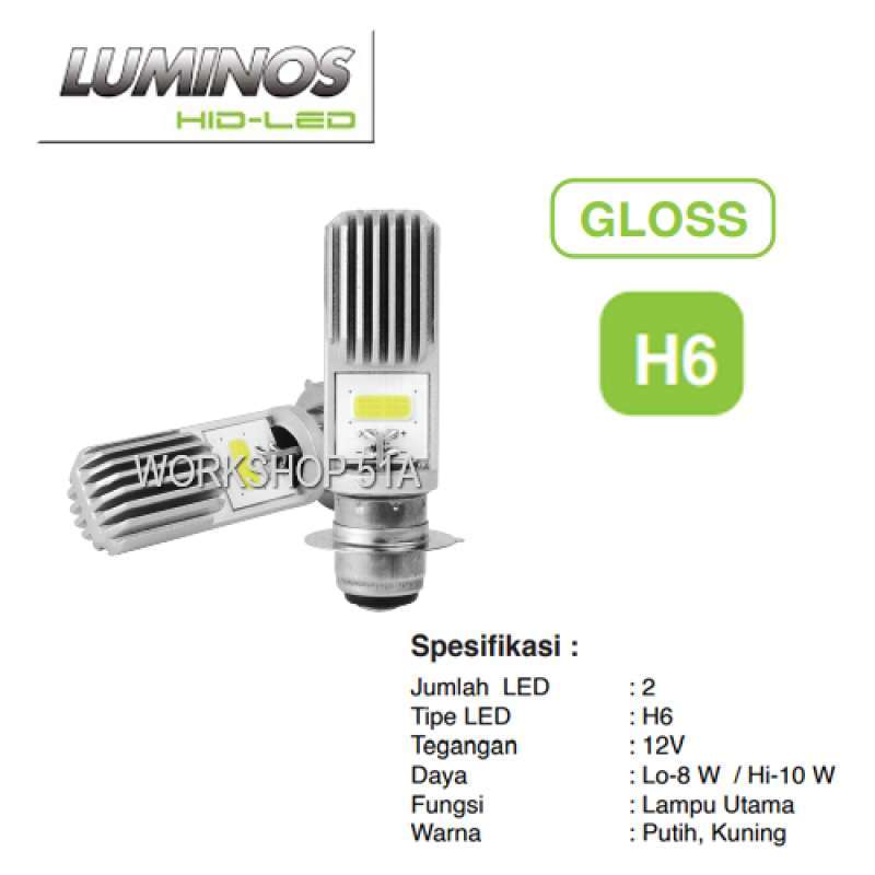 Jual Luminos Cob Gloss H6 H4 Lampu Depan Utama Motor Led Ac DC Hi Lo ...