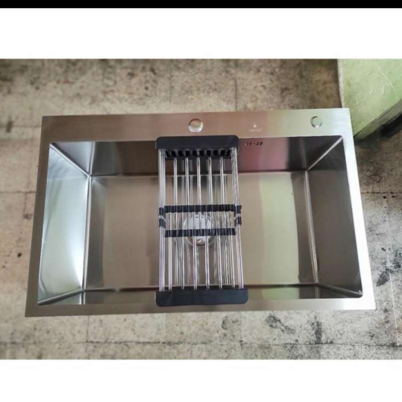 Jual Paket kitchen sink 1 lubang besar 8050 komplit kran tarik hitam di ...