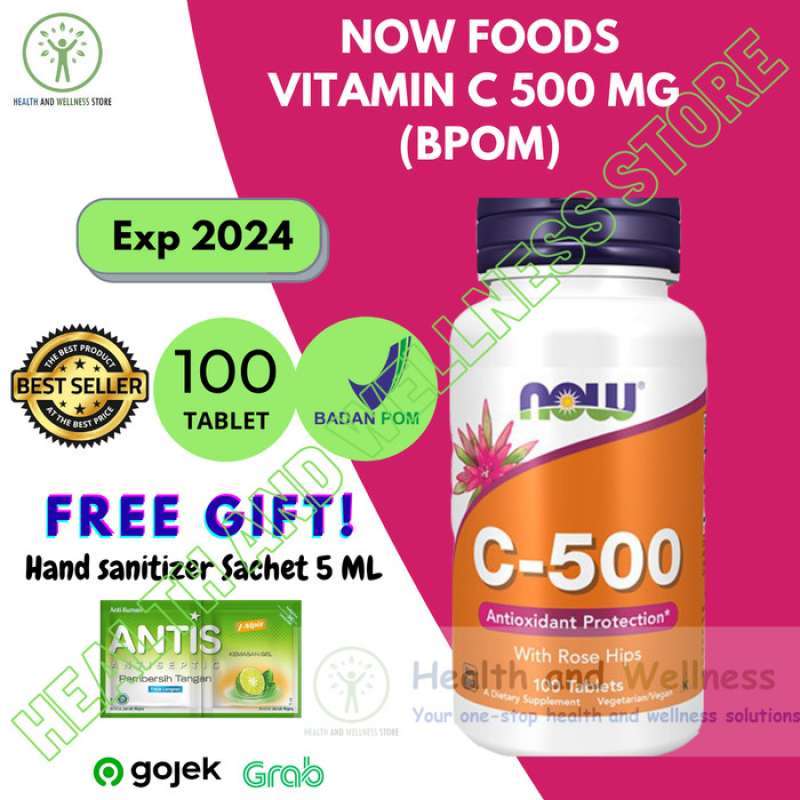Jual Bulan Ini Aja Kak! Now Foods Vitamin C 500 Mg With Rose Hips 100 ...