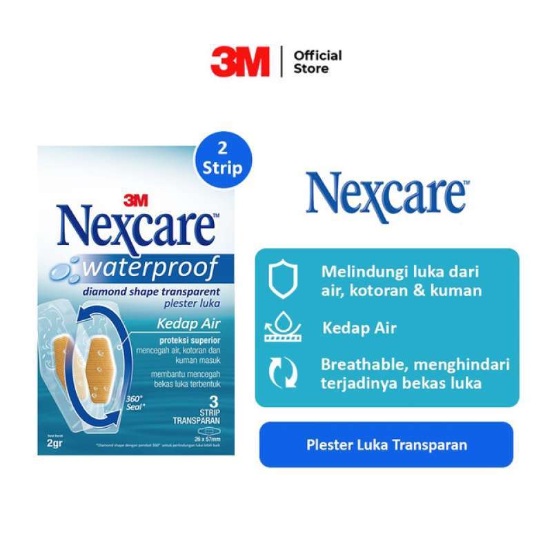 Jual 3M Nexcare Plester Luka Kedap Air Transparan Anti Bakteri W-30 - 1 ...