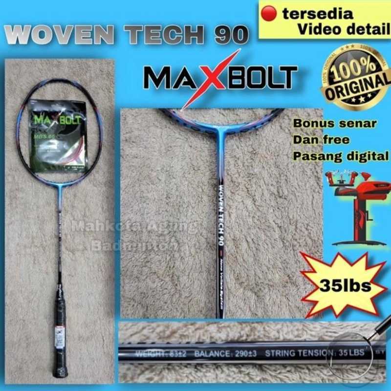 Jual raket badminton maxbolt woven tech 90 tech90 35 lbs 35lbs original ...