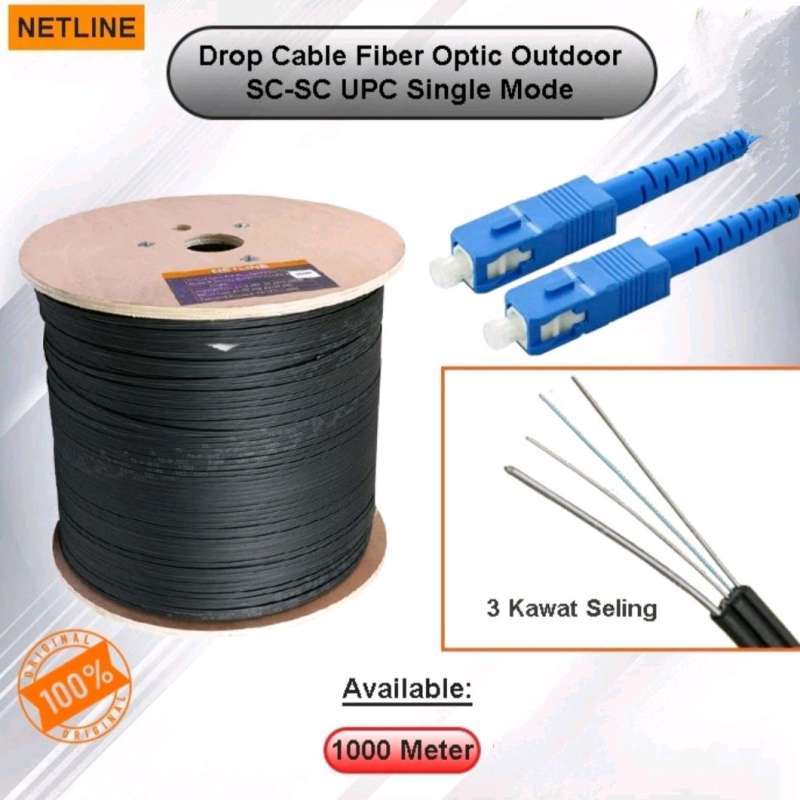 Jual Drop Cable Fiber Optic SC Single Mode 1000M Outdoor Netline - 1000 ...