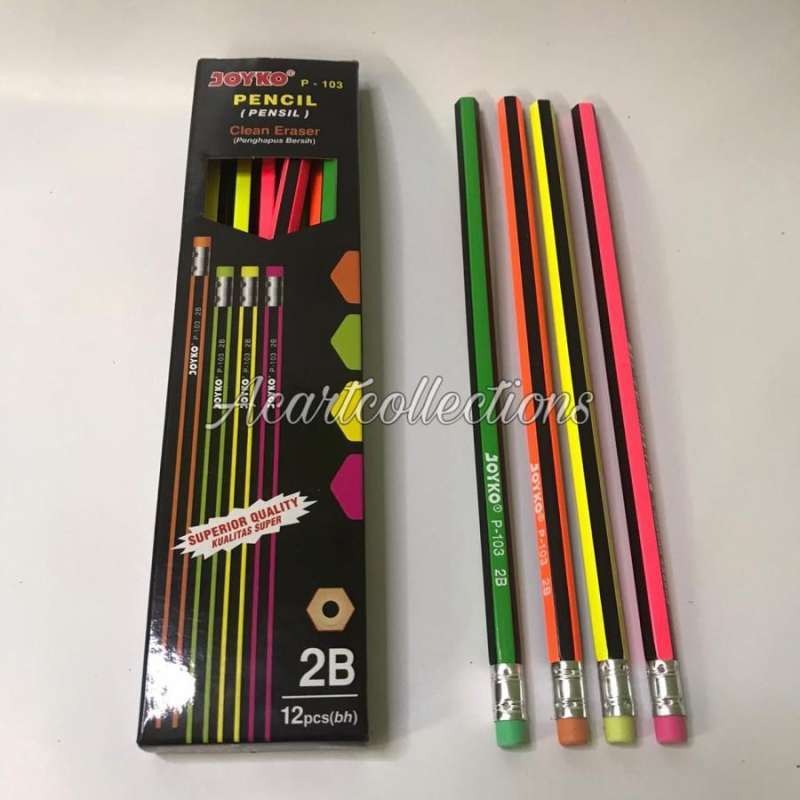 Jual Pensil 2B joyko eraser (pensil+penghapus) satu pack isi 12 pcs di ...
