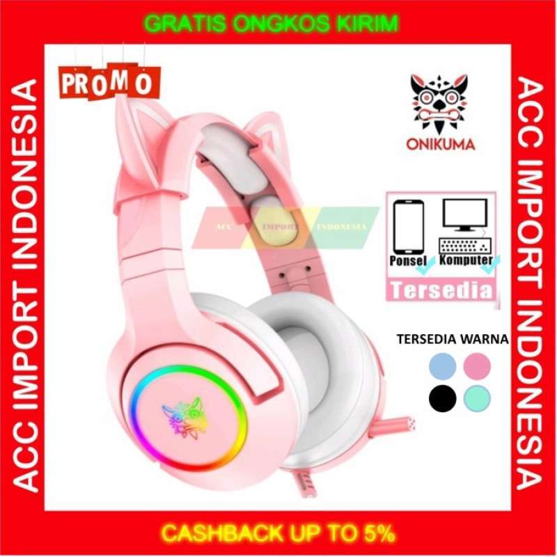 Jual Onikuma K9 Headset Gaming Headphone Cat Ear Telinga Kucing Cewek ...