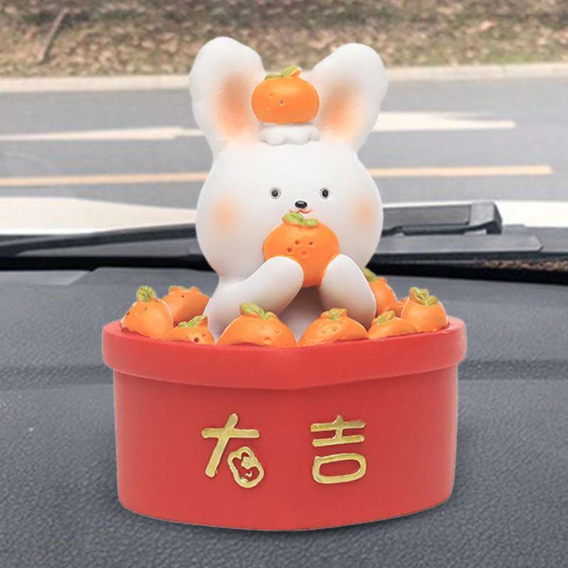 Jual Chinese Animal Rabbit Statue Figurine Sculpture Desktop Shaking ...