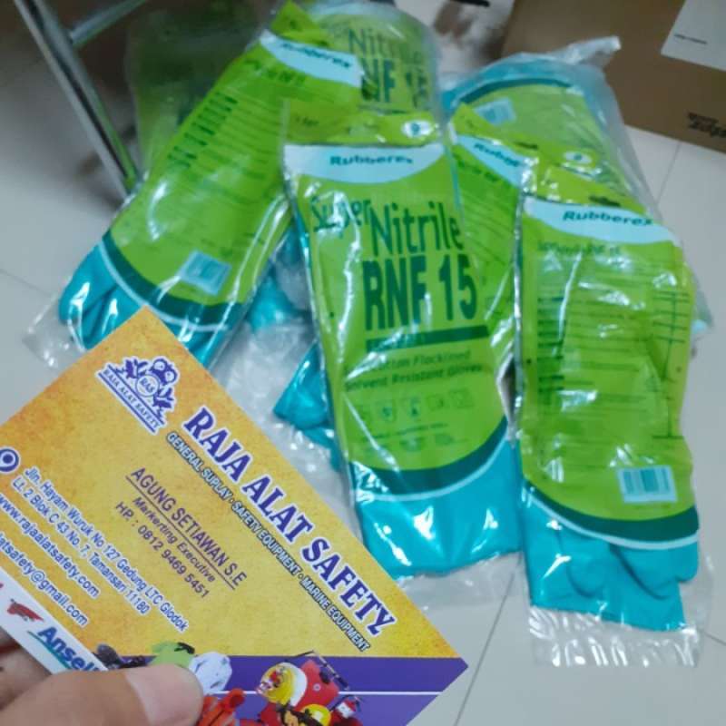 Promo Sarung Tangan Nitrile Rubberex RNF 15 / Safety Chemical Glove ...