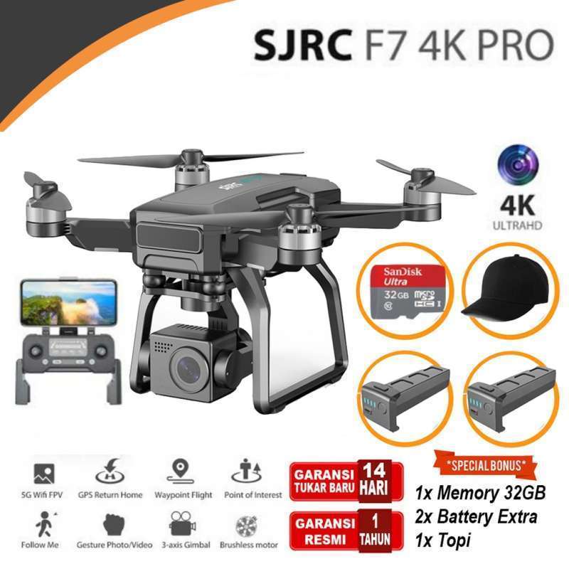 Jual DRONE SJRC F7S 4K PRO GPS 3KM 3 AXIS WIFI 5G EIS + OBSTACLE SENSOR ...