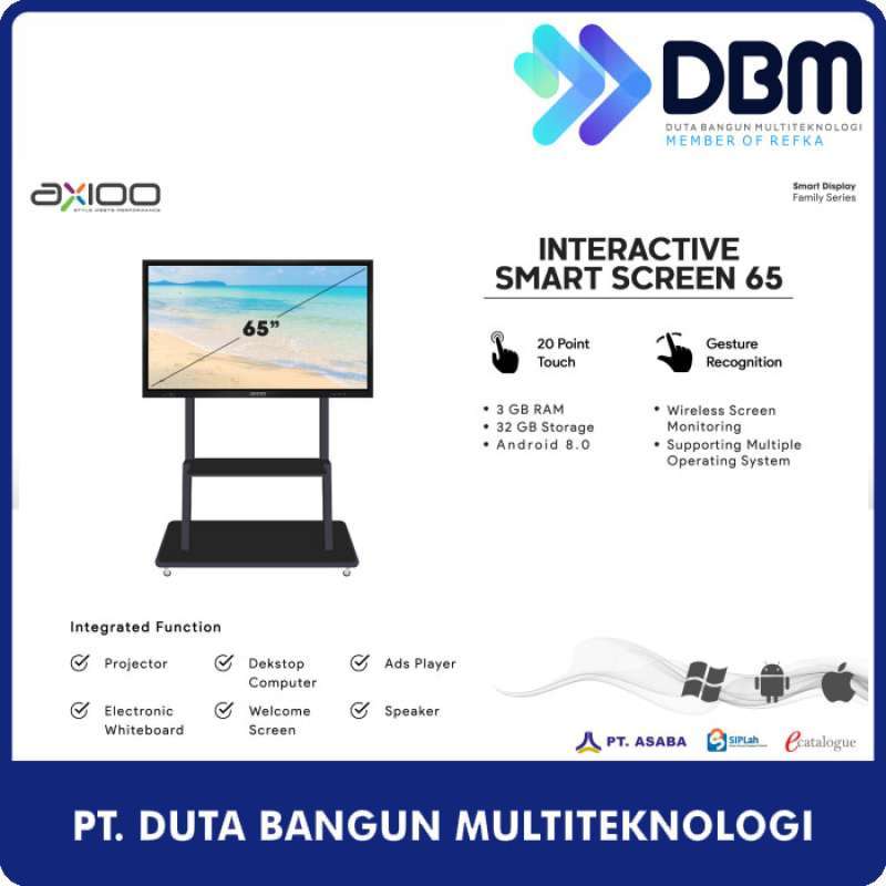 Jual Axioo Interactive Flat Panel Display Monitor Touchscreen 65 Inch ...