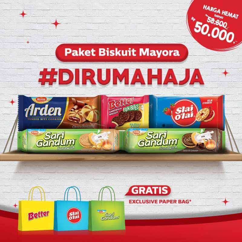 Jual Mayora Paket Biskuit #DiRumahAja + Free Paper Bag di Seller Mayora ...