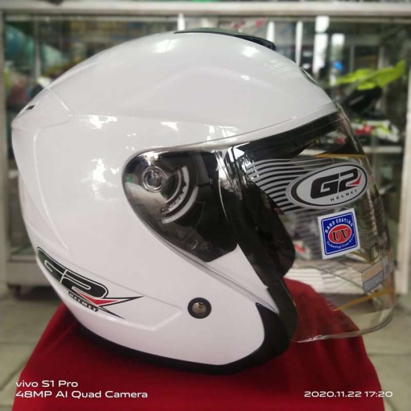 Jual Promo Of the month helm half face g2 optimax double visor solid ...