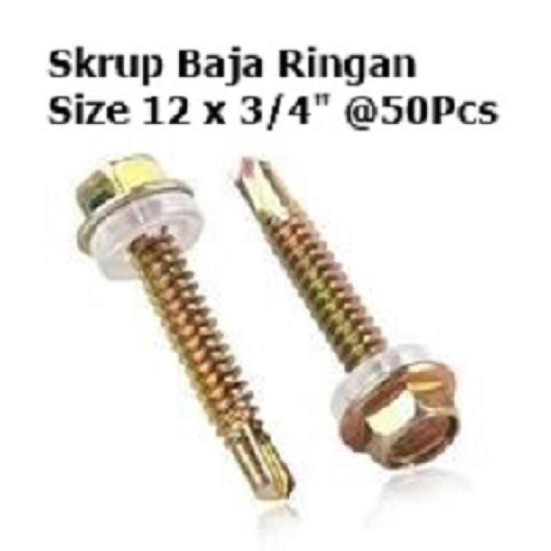 Jual Sekrup Baja Ringan - Baut Skrup Roofing Kuningan @50 Pcs - 1-1/4 ...