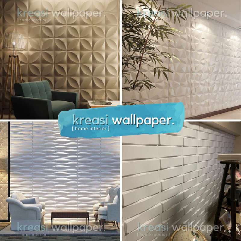Promo Wall panel Dinding 3D Putih PVC | Wallpaper Timbul Minimalis ...