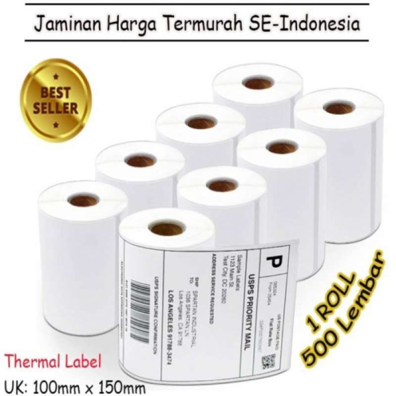 Promo Kertas Resi Label Thermal Barcode Roll A6 100X150 Mm (500 Pcs ...