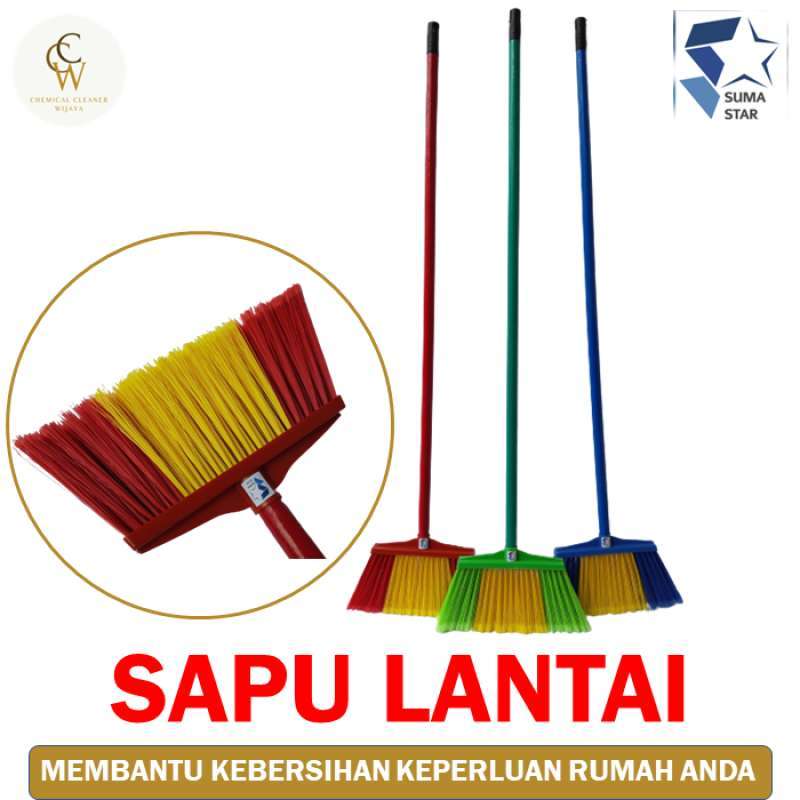Jual Sapu Lantai Plastik Warna Gagang Kayu Sapu Lantai Ijuk Sintesis ...