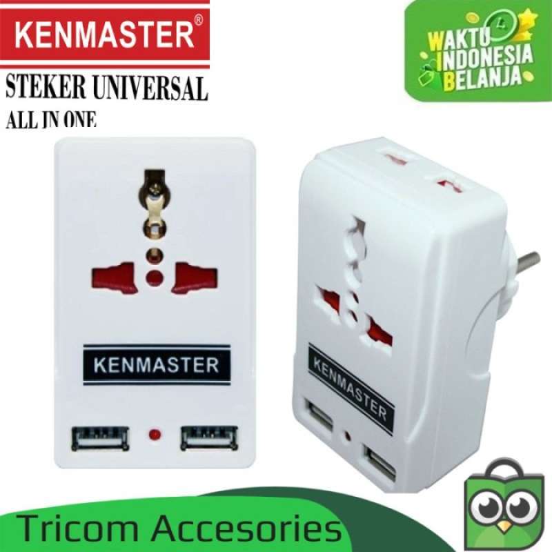Jual Jual Steker Adaptor + USB Kenmster Steker Listrik Berkualitas di ...