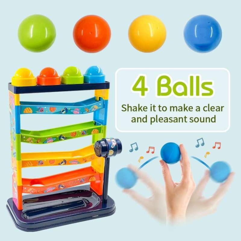 Jual Mainan Edukasi Anak Pound A Ball Rolling Sliding Track Pukul Bola ...