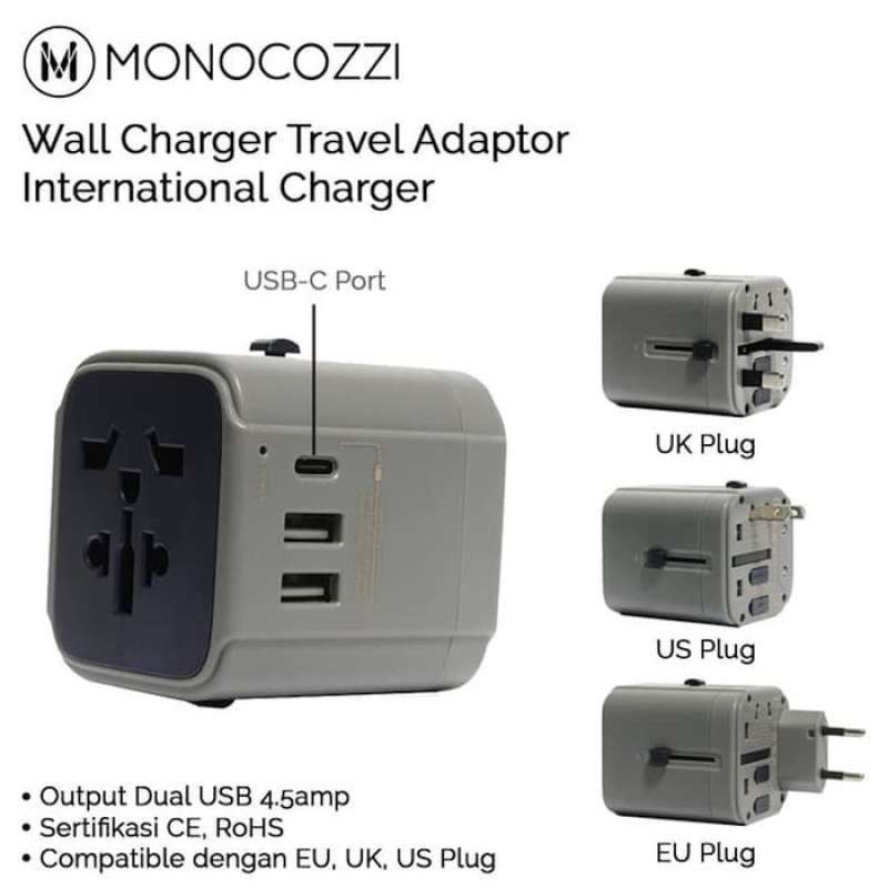 Jual Jual Monocozzi Wall Charger 4.5A Dual USB-C Travel Adapter ...