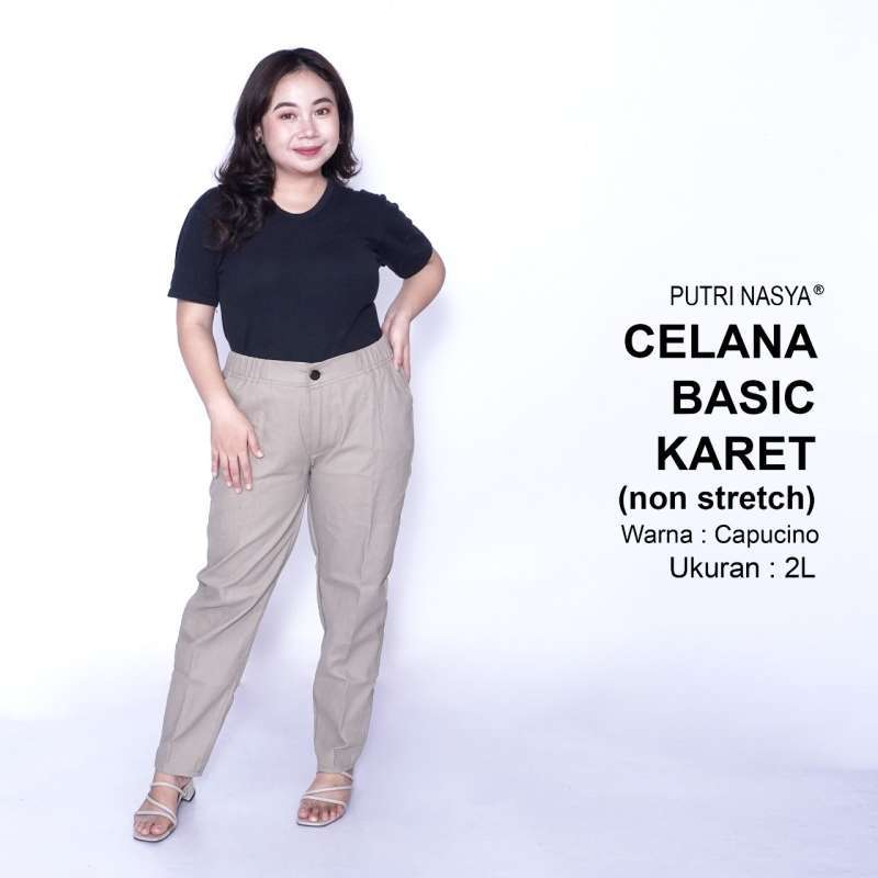 Promo Celana Kerja Kantor Big Basic Karet (NON STRETCH) Wanita/ Celana Wanita Jumbo Keren / Big ...