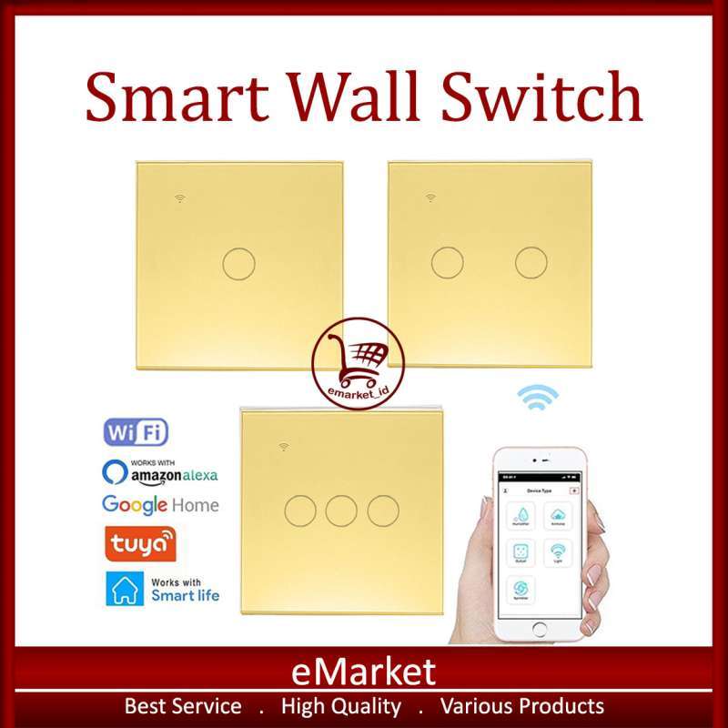 Jual Smart Wall Switch Gold WIFI / Saklar Dinding Sentuh / IoT Touch Wireless di Seller emarket ...