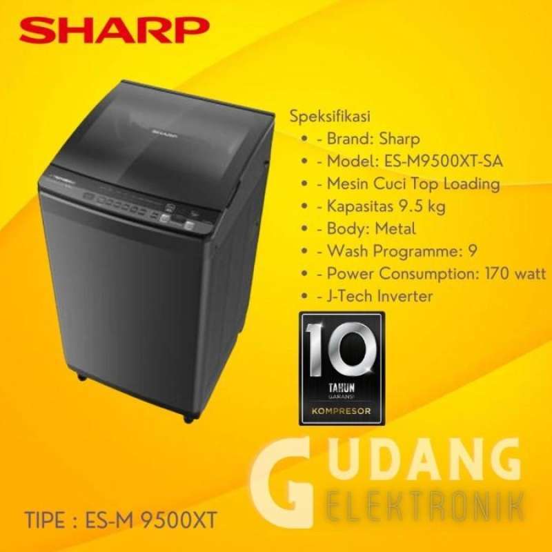 Jual MESIN CUCI SHARP 1 TABUNG 9.5 KG | ESM 9500XT | J-TECH INVERTER di ...