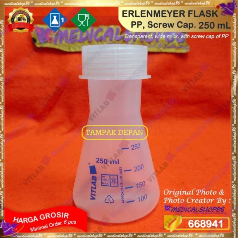 Promo Erlenmeyer Plastik (pp) 250ml - Vitlab (germany) Diskon 23% Di Seller Alkesmu Store - Duri ...