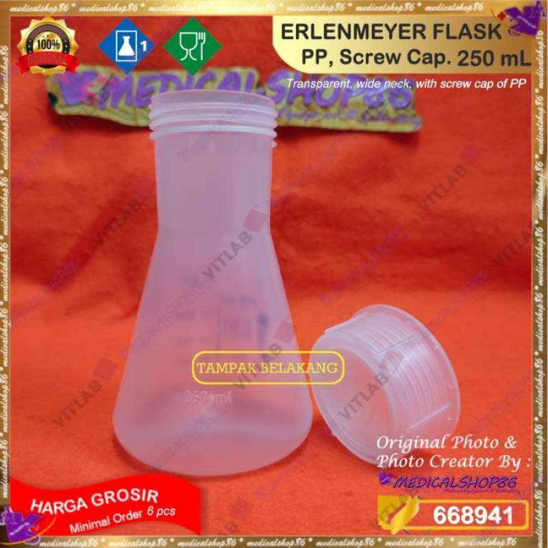 Promo Erlenmeyer Plastik (pp) 250ml - Vitlab (germany) Diskon 23% Di ...