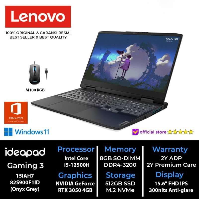 Jual Lenovo Gaming 3 15IAH7 Ci5-12500H 8GB/512GB SSD/RTX3050 4GB/15.6 ...