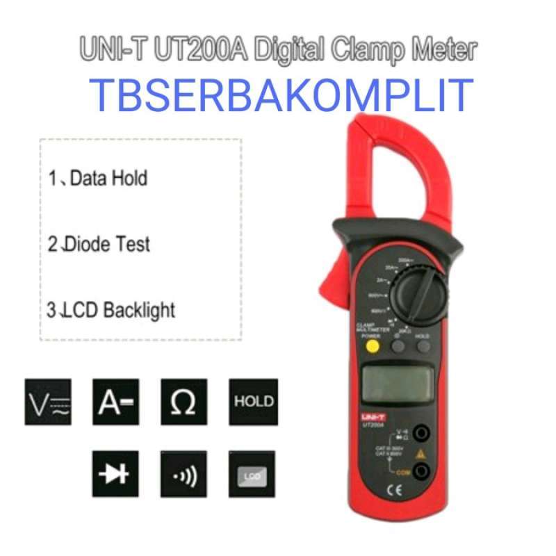 Jual Uni-T Ut200A Digital Clamp Meter 200A Ut-200A Tang Ampere ...