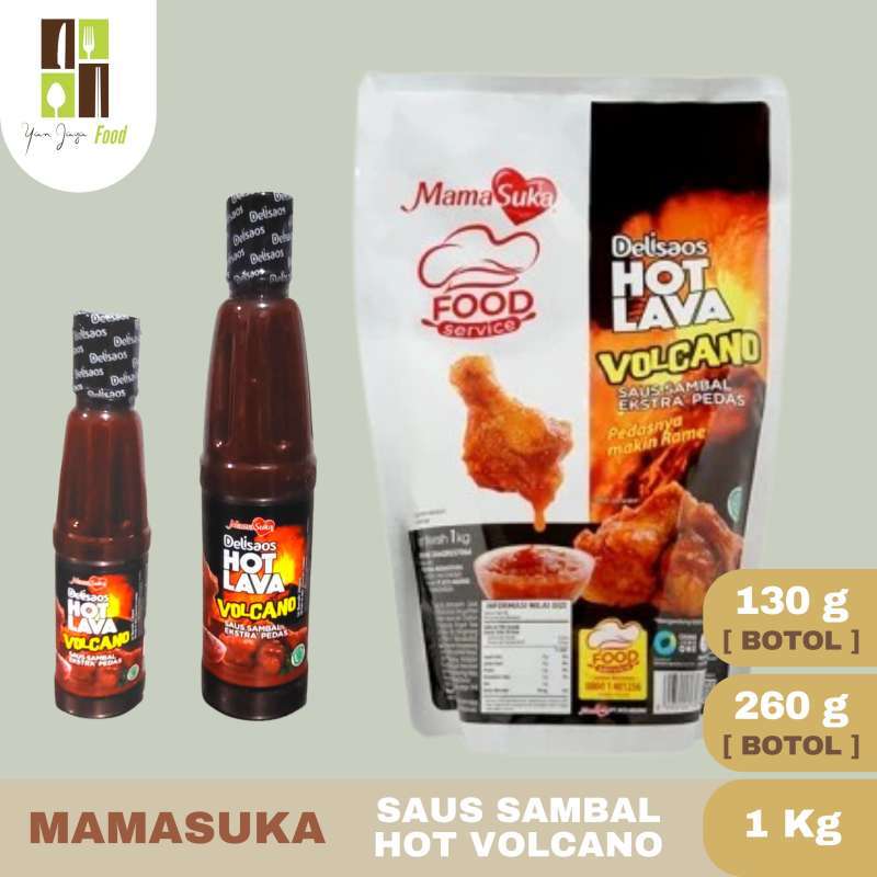 Jual Mamasuka Hot Volcano Saus Sambal Pedas Delisaos [1Kg/260g/130g] - 130g [BOTOL] di Seller ...