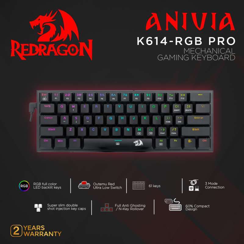 Jual Redragon Wireless Mech Gaming Keyboard Ultra Low ANIVIA K614-RGB ...