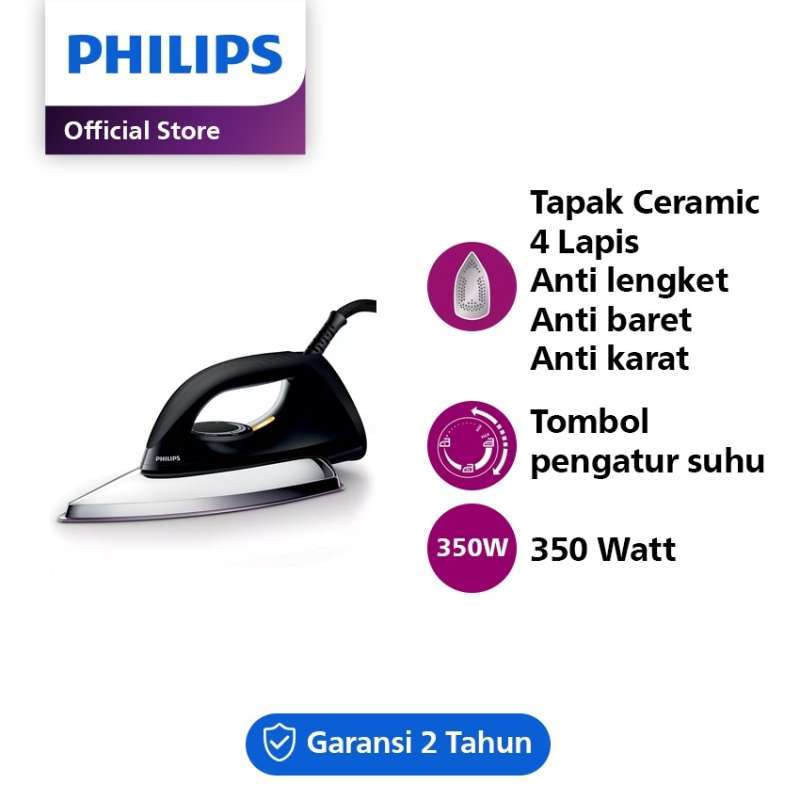 Jual Setrika Kering Philips Hd1173/80 - Hitam, Ceramic 4 Lapis, Anti ...