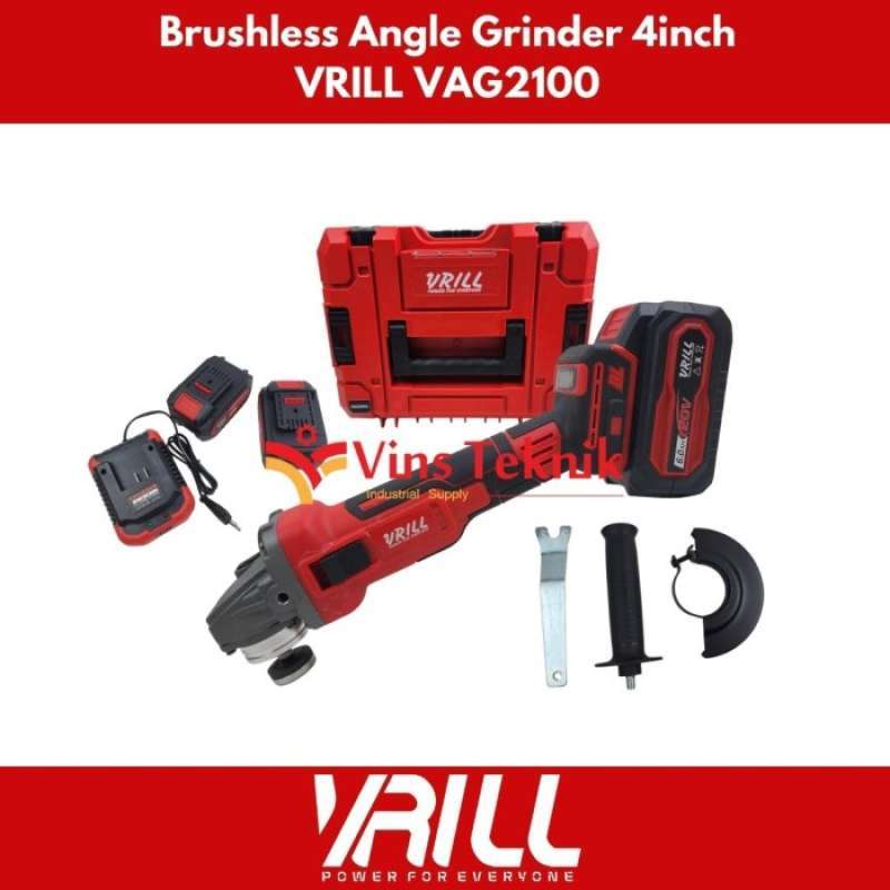Promo Cordless angle grinder mesin gerinda baterai 4 inch VRILL VAG2100 ...
