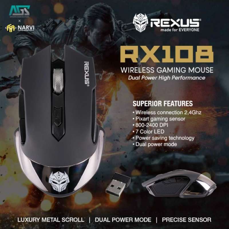 Promo Rexus RX108 Wireless 2.4Ghz - Gaming Mouse Diskon 44% di Seller ...
