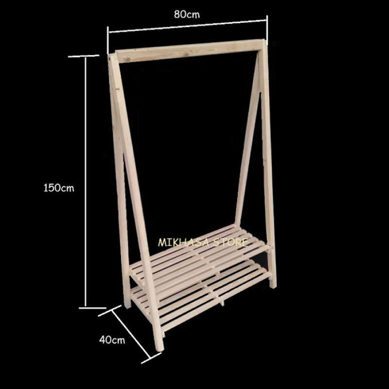 Jual Rak Hanger Gantungan Baju Laundry Display Toko Kayu Pinus ...