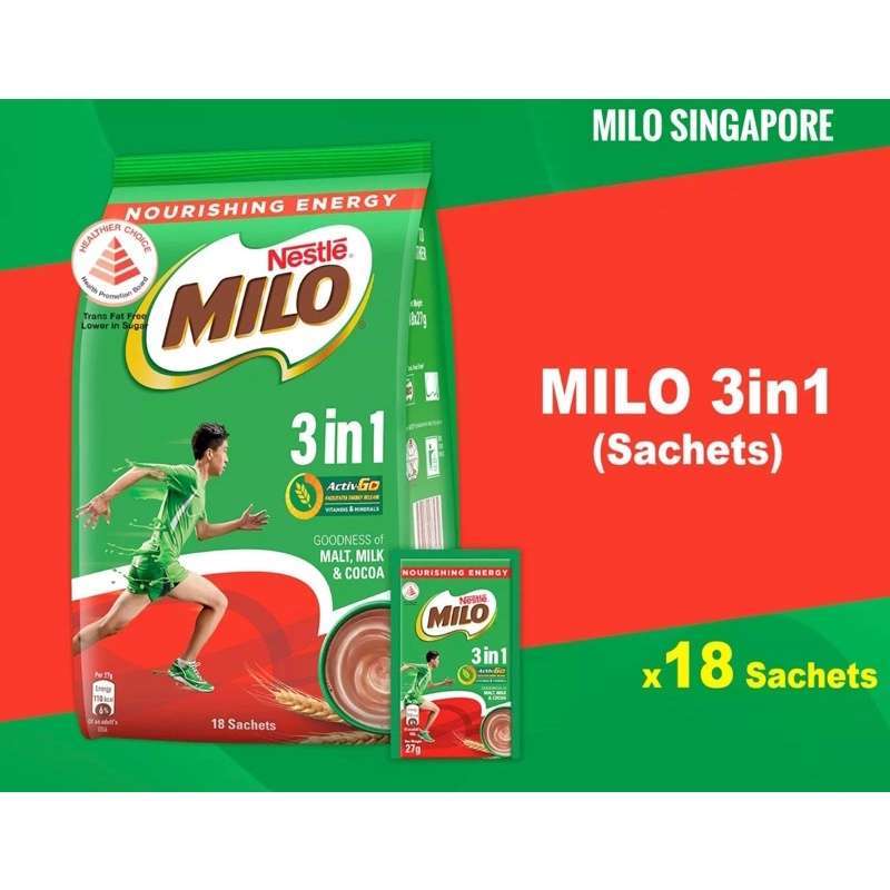 Jual Milo Singapore 3in1 18 sachets sachet bungkus activ-go activ ...