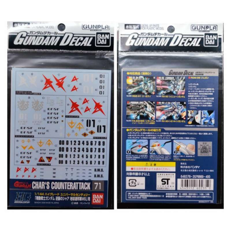 Promo Bandai Water Decal Gundam HG Char's Counterattack Diskon 60% di ...