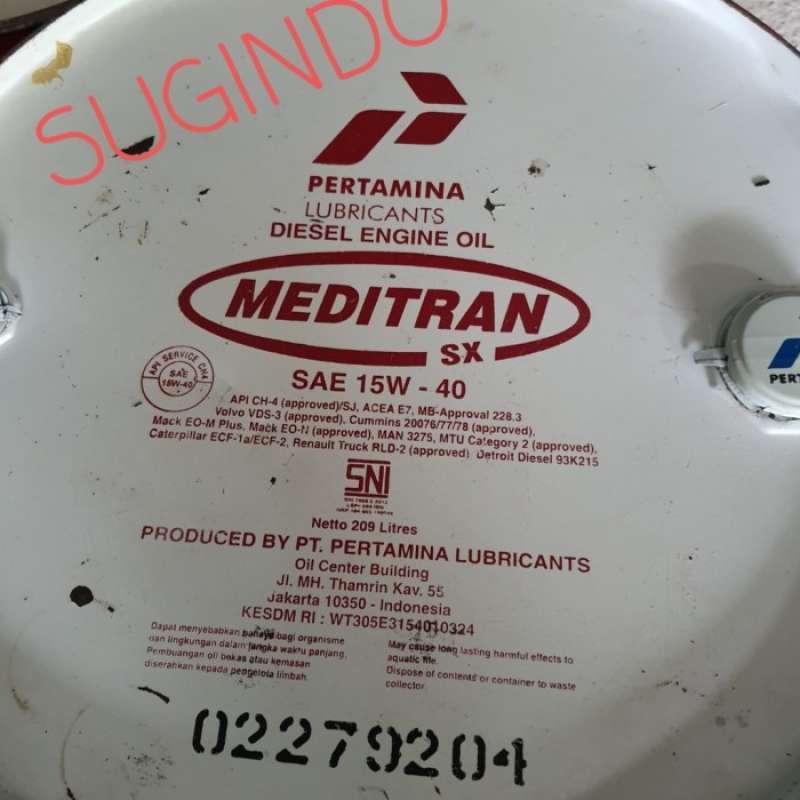 Jual OLI MESIN DIESEL PERTAMINA DRUM MEDITRAN SX SAE 15W-40 CH-4 isi 209LTR di Seller Shanum Oto ...