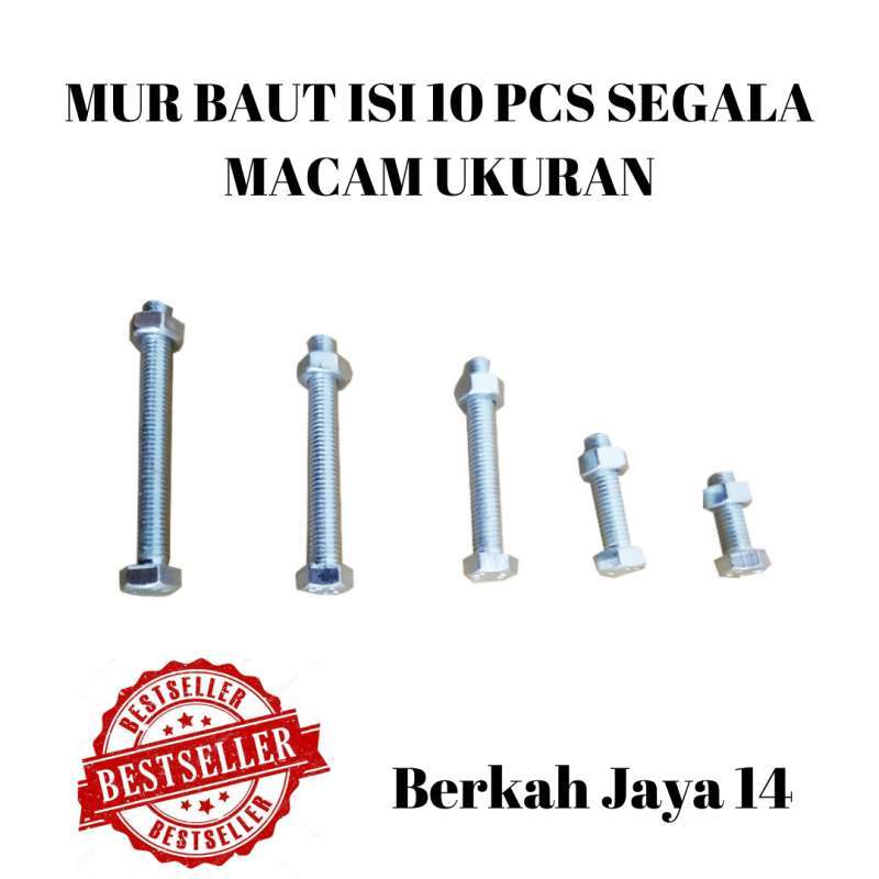 Jual Mur Baut Isi 10 Pcs Segala Macam Ukuran Warna Kuning Hexagon Hex ...