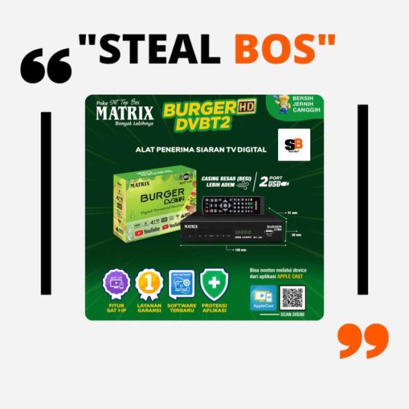 Jual set top box DVBT2 receiver matrix burger hijau/stb matrix burger hijau di Seller NEW VISION ...